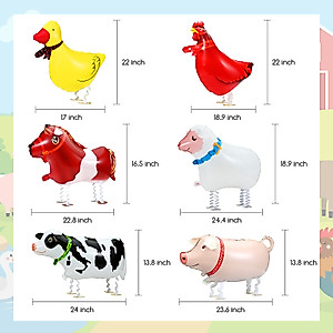 KESOTE Farm Animal Balloons, 6 Pack Inflatable Farm Animals Walking Balloons for Kids Birthday Party Decorations Farm Animal Birthday Party Supplies