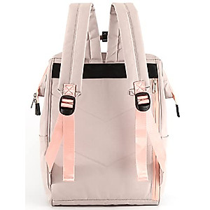 himawari Travel School Backpack with USB Charging Port 15.6 Inch Doctor Work Bag for Women&Men College Students(9003-Grey pink04#)