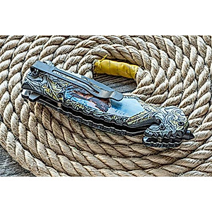 SE Spring Assisted Clip Point Folding Knife with Howling Wolf Design - KFD20024-2