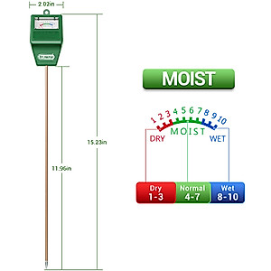 Dr.meter Soil Moisture Meter Tester for Plants, Long Probe Hygrometer Moisture Sensor for Houseplants Indoor Outdoor Garden Lawn Use - Plant Water Gauge Test Kit - No Battery Needed - Gardening Gifts