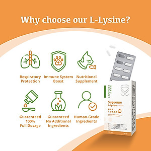 PROUDPET Supreme L-Lysine. Nutritional Supplement can Help Cats Keep Away from Herpes Virus. Also The Black Yeast can can Further Protect The Cat's Respiratory Health.