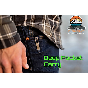 Off-Grid Knives - Cleaver V2 Folding Knife, D2 Tumbled Black Cleaver Blade, G10 Scales, Ceramic Ball Bearings, Left & Right Hand Carry