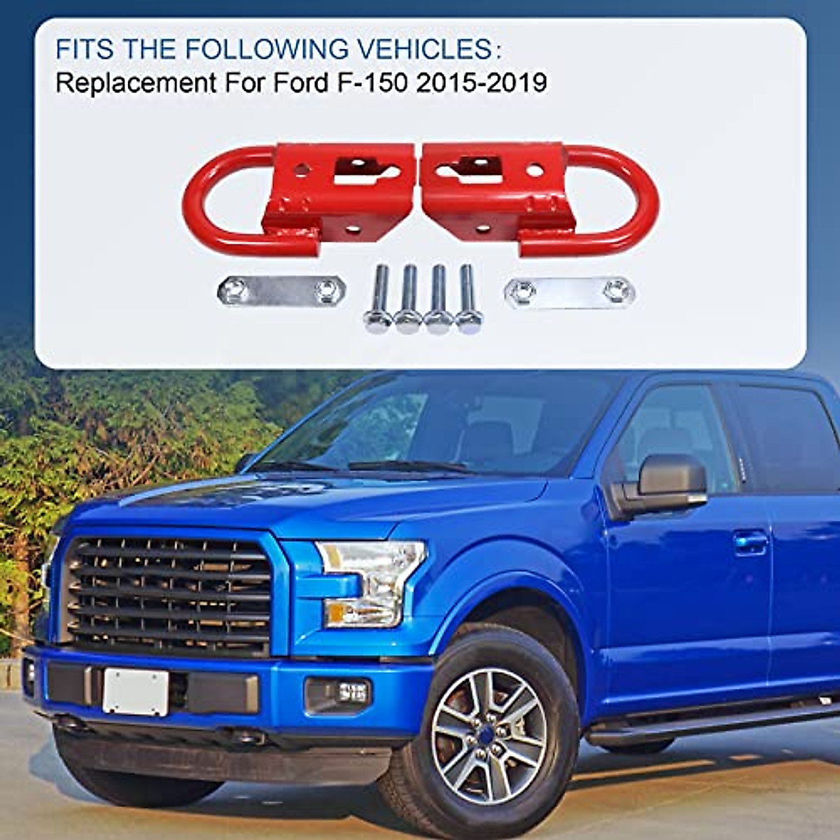 JDMSPEED New Towing Hook Red Front Pair FL3Z17N808A FL37-17N808-A Replacement For Ford F-150 2015 2016 2017 2018 2019