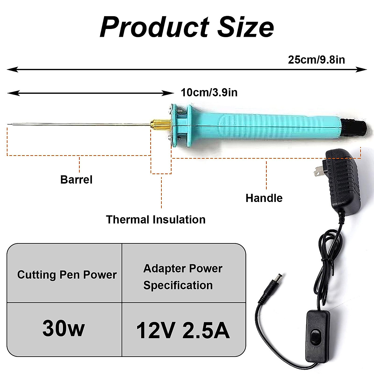 Foam Cutter Electric Hot Wire Foam Cutter Kit Foam Cutting Pen Set 30W 10cm Styrofoam Cutting Pen With Power Adaptor Electric Cutting Machine Pen Tools Kit For Art Making Foam Carving