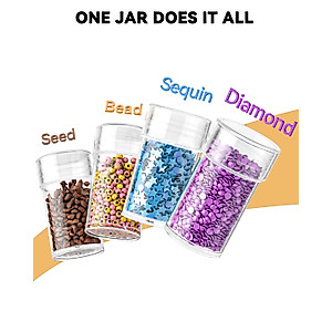 ARTDOT Diamond Painting Storage Containers, 4 Pack Stackable Bead Organizers with 128 Slots and Diamond Art Accessories and Tools for Beads Nail Pill Rhinestones Seed