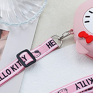 G-Ahora Kawaii Kitty Wallet with Lanyard Cartoon Kitty Cat Purse Crossbody Coin Wallet for Girls Women(WL-KT)
