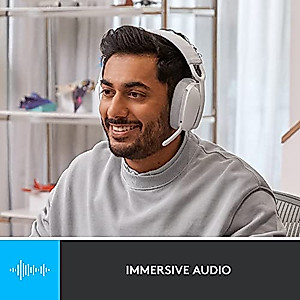 Logitech Zone Vibe 100 Lightweight Wireless Over Ear Headphones with Noise Canceling Microphone, Advanced Multipoint Bluetooth Headset, Works with Teams, Google Meet, Zoom, Mac/PC - Off White