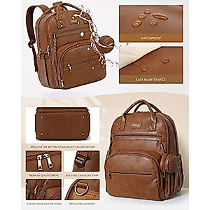 Leather Baby Diaper Bag Backpack with Portable Travel Changing Pad Girl Boy, Large Dad Brown Diaper Bags Pacifier Case Stroller Straps, Baby Registry Search Shower Gifts Stuff Newborn Must Haves