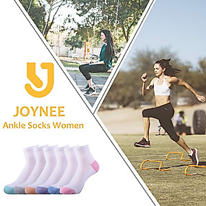 JOYNÉE Ankle Socks Women Low Cut Athletic Running with Cushion for Sports and Casual Use 6-Pairs Pack