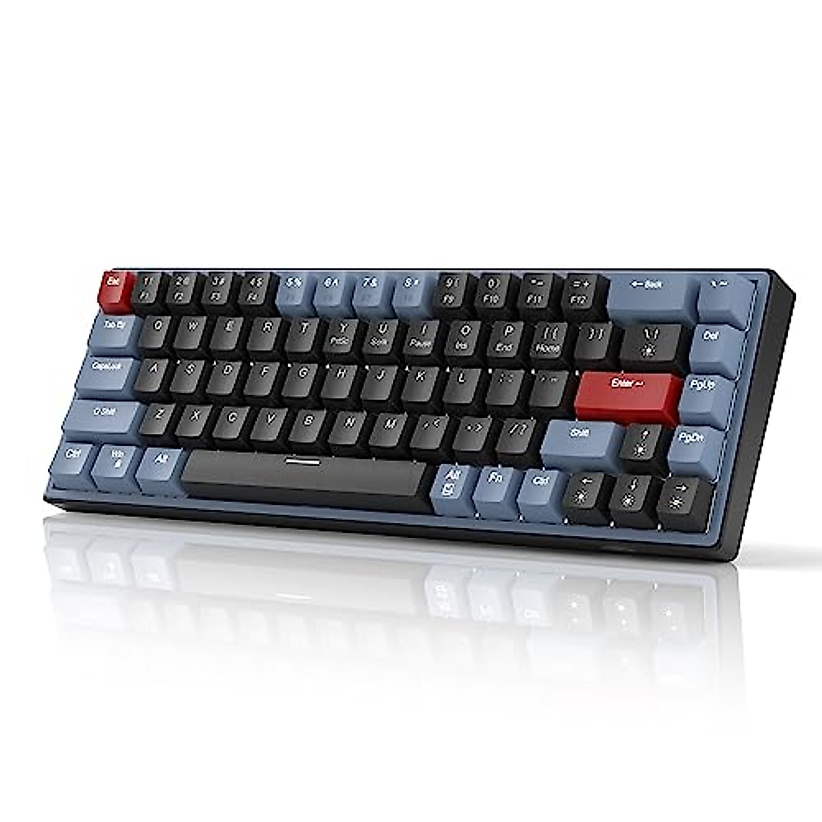 MageGee 60% Mechanical Gaming Keyboard, 68 Keys Hot-Swappable Compact Blue LED Backlit Gaming Keyboard, SKY68 Wired Ergonomic Mini Office Keyboard for Windows PC Gamer (Red Switch, Blue & Black)