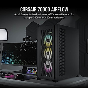CORSAIR 7000D AIRFLOW Full-Tower ATX PC Case – High-Airflow Front Panel – Spacious Interior – Easy Cable Management – 3x 140mm AirGuide Fans with PWM Repeater Included – Black