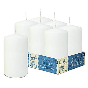 HYOOLA White Pillar Candles 3x5 Inch - Unscented Pillar Candles - 6-Pack - European Made