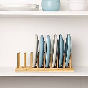 HBlife Bamboo Folding 2-Tier Collapsible Drainer Dish Drying Rack with Utensils Flatware Holder and 2pcs Dish Plate Bowl Cup Book Pot Lid Cutting Board Drying Rack Stand