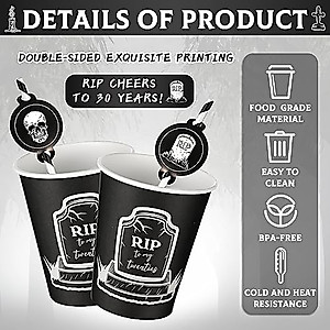 gisgfim 96 Pcs Death to My 20s Party Cups Death to My Twenties Cups Black Disposable Paper Cup 30th Birthday Party Supplies RIP Twenties Birthday Decorations for Men Women My Youth Funeral