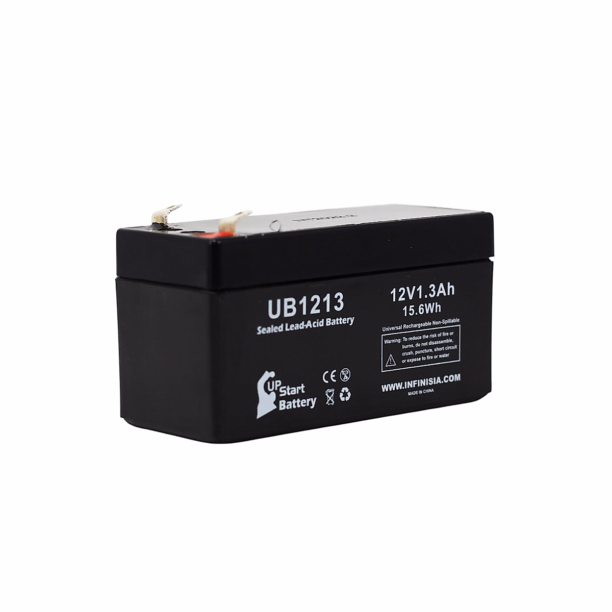 Replacement for Mercedes-Benz N000000004039 Battery - Replacement UB1213 Universal Sealed Lead Acid Battery (12V, 1.3Ah, 1300mAh, F1 Terminal, AGM, SLA) - Includes TWO F1 to F2 Terminal Adapters
