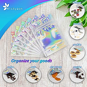 120 pcs Holographic Mylar Resealable Bags for Packaging - 3.5x5.1" Edible Smell Proof Ziplock Baggies for Party Favor Food Storage - 3.5g Small Sealable Foil Pouch for Candy, Lip Gloss, Lash, Jewelry
