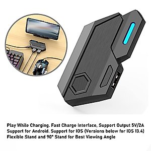 Gaming Keyboard and Mouse Converter,Bluetooth 5.0 Eating Chicken Throne Mobile Game Set,Adjustable Fast Charging,Long Battery Life,Support Android/iOS 13.4 or Less(Mix SE automatic pressure gun set)