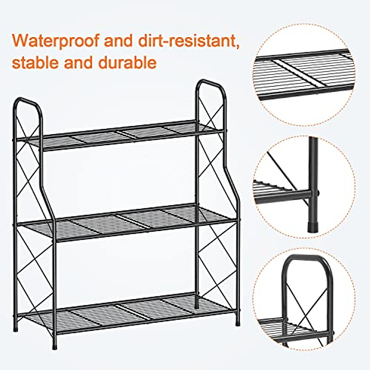 Kufutee 3 Tier Plant Stand Rack Indoor Outdoor Multiple Holder Shelf,Black