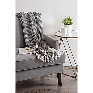 DII 100% Cotton Basket Weave Throw for Indoor/Outdoor Use Camping Bbq's Beaches Everyday Blanket, 50 x 60, Black