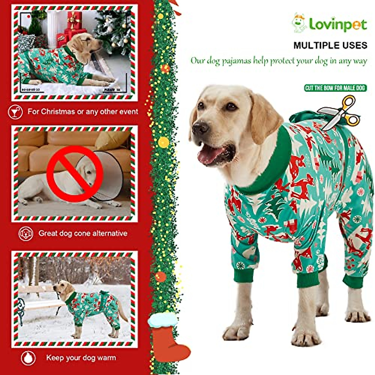 Large Dog Christmas Pajamas for Dogs - Shirts for Big Dogs Xmas Holiday Costume Lightweight Pullover, Christmas Critters Aqua Prints Large Dog Pjs, Pitbull Clothes, Dog Onesie, Christmas Outfit Large