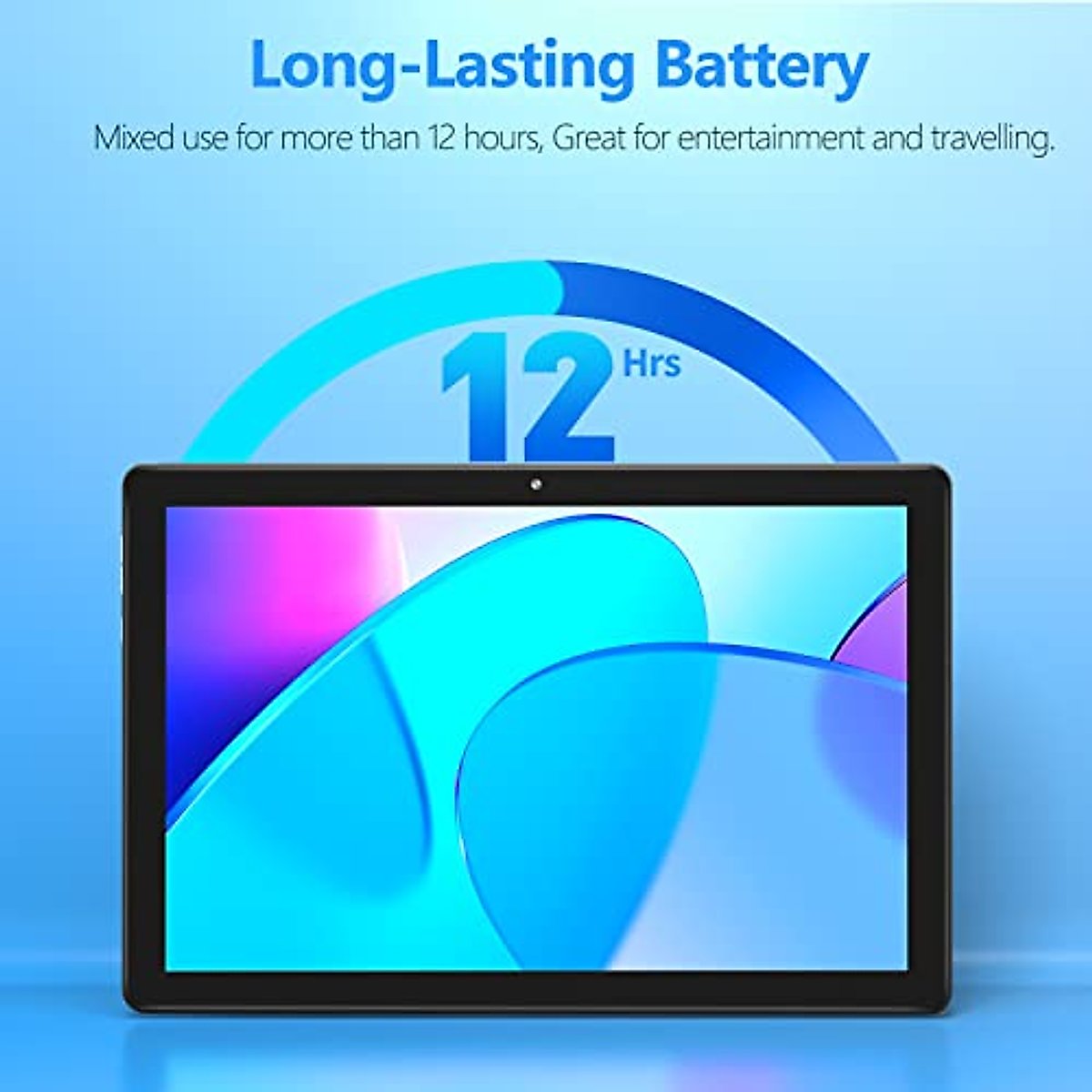 PRITOM M20 10'' Tablet with Case, Android 12 Tabletas, 3G RAM, 64 GB ROM, 512 GB Expandable, Quad-Core 1.6GHz Processor, 6000mAh, HD IPS Touchscreen, Dual Camera, WiFi 6, Bluetooth, FM, USB C