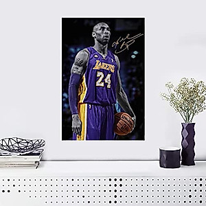 Kobe Bryant Basketball Sports Legend Star Signed Art Poster Canvas Wall Art Unframe 12x18inch For Basketball Fans Room Club Decoration