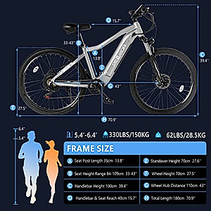 PEXMOR Electric Bike for Adults, 750W BAFANG Motor Ebike 32MPH Adult Electric Bicycle 48V 14AH LG Battery, 27.5" Electric Mountain Bike 7 Speed Gears Lockable Fork City Commuter E-Bike,UL Certified