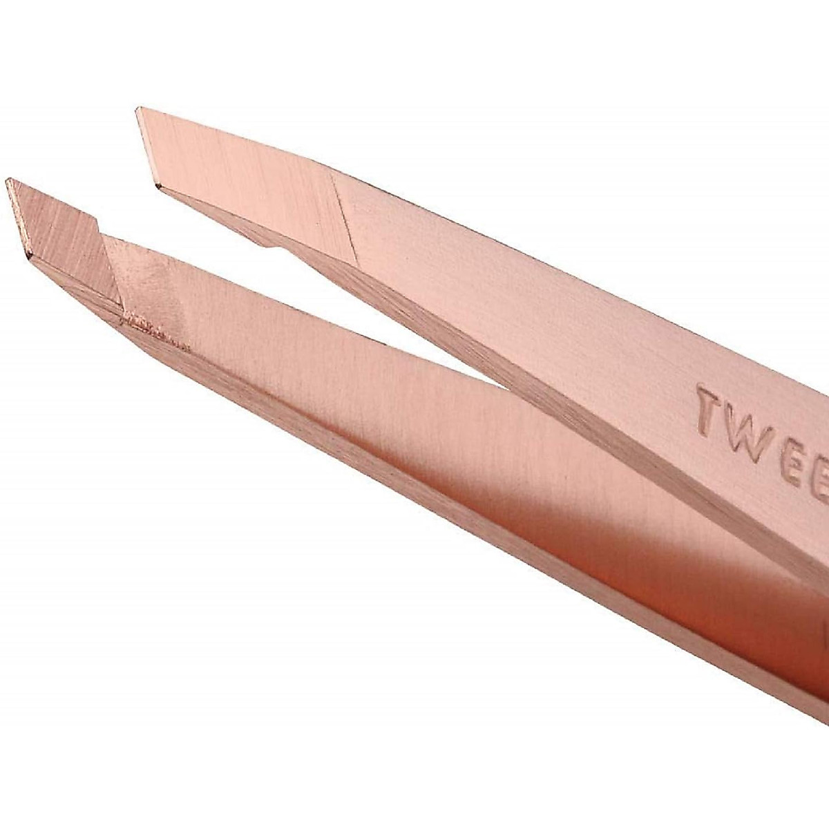 Tweezerman Stainless Steel Slant Tweezer - Eyebrow Tweezers for Women and Men (Rose Gold)