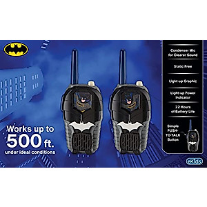 Batman Toy Walkie Talkies for Kids, Static Free Indoor and Outdoor Toys for Boys with Light Up Graphics Designed for Fans of Batman Toys