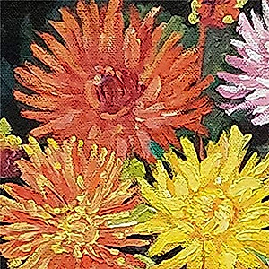 Dahlias - Floral Still Life by Internationally Renowned Painter Yary Dluhos