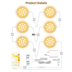 MATICOD Under Cabinet Lights Plug in Dimmable White LED Under Cabinet Lighting, Bluetooth Smart APP Remote Control Closet Lights Kitchen Lights, Under Counter Lights for Kitchen, Cabinet