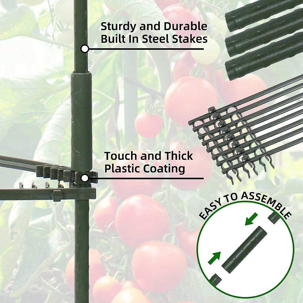 arbxvnr 3 Package up to 48in Tomato cage Garden Grid Plant Support Posts with Adjustable Tomato cage Vegetable Grid (3pack)