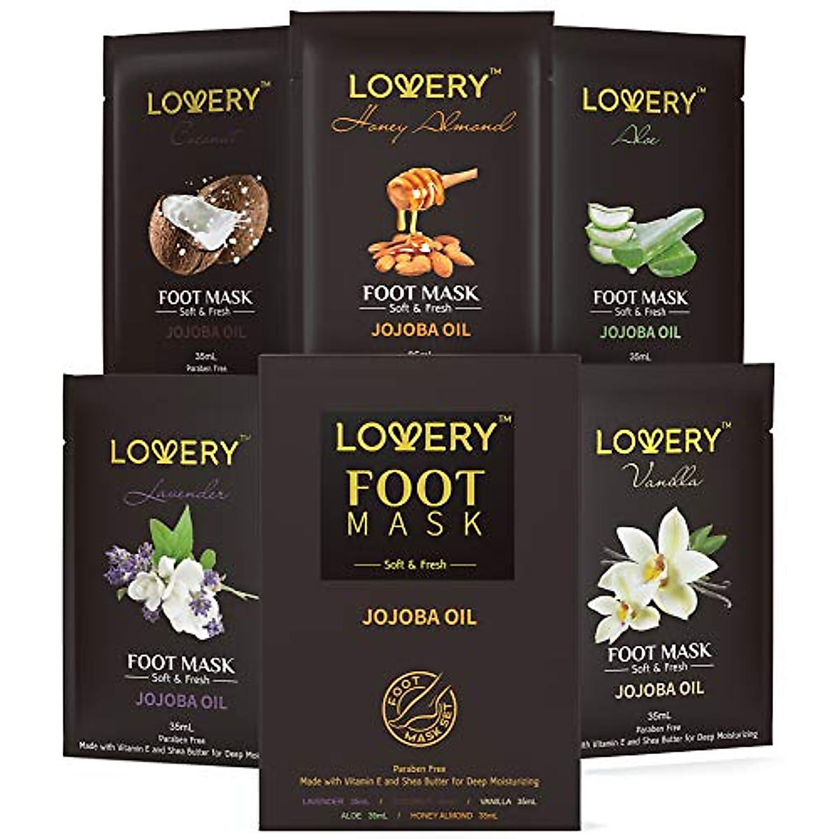 Birthday Gifts Deep Conditioning Foot Masks, 5pc Exfoliating Foot Peels, Coconut Aloe, Honey, Lavender, Vanilla, Moisturizing Shea Butter & Jojoba Oil, Gifts for Women Men Anniversary Birthday Friend