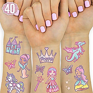 xo, Fetti Princess Temporary Tattoos for Kids - 40 Glitter styles | Unicorn Birthday Party Supplies, Butterfly Favors + Magical Decorations