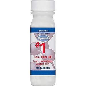 Hemorrhoid Treatment, Homeopathic Relief of Hemorroids, Colds, and Chapped Lips, Hyland's #1 Cell Salt Calcarea Fluorica 6X, 500 Count