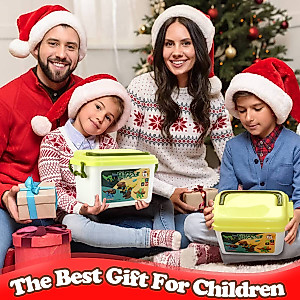 FINOTIC Dinosaur Toys for Kids 3-5 5-7, Take Apart Dinosaur Toy w/Electric Toy Drill for Boys and Girls 3 4 5 6 7 8 Year Old, Educational Building Toy w/Storage Box for Birthday Easter Gift,Set of 5