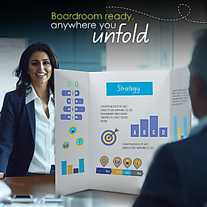 Desk Tech Large Tri-Fold Presentation Board, 36" x 48" Portable Poster Board, Made of Corrugated Paper, Versatile Display Board for School/Office Projects, Exhibitions, and Workshops, White, 1 Piece