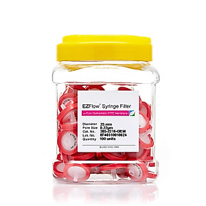 Foxx Life Sciences 385-2216-OEM Hydrophobic PTFE EZFlow Syringe Filter Sample Prep, 25 mm Diameter, .2 µm Pore Size (Pack of 100)