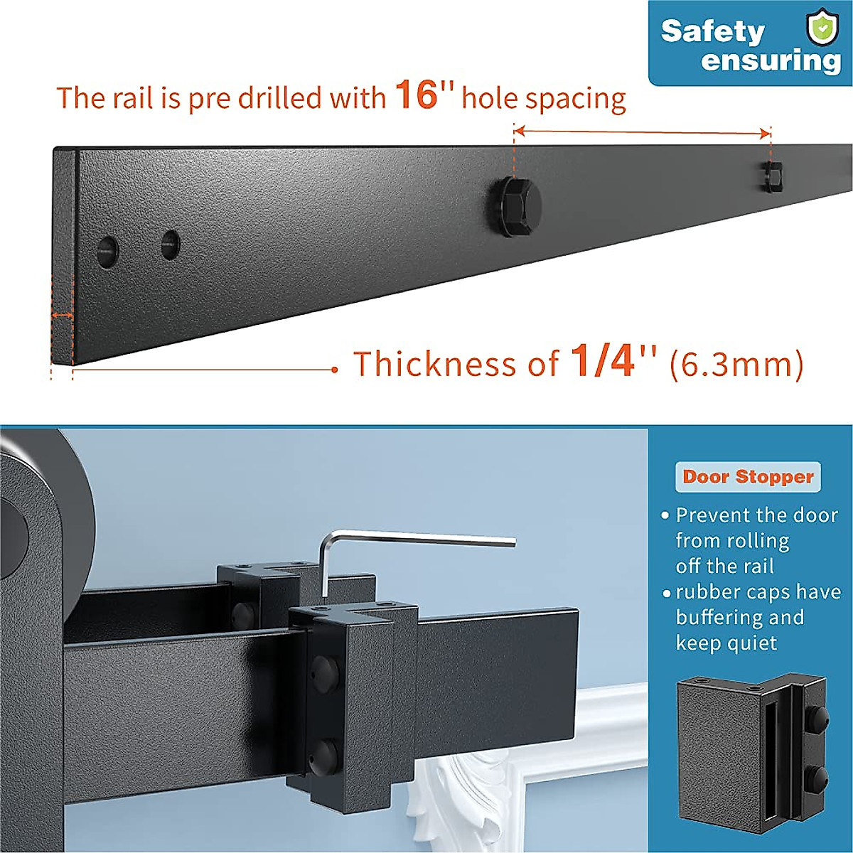 ZEKOO 10 FT Bypass Barn Door Hardware Kit Double Track Low Ceiling Bracket with Metal Hanger for Double Sliding Barn Door (10FT Bypass Kit)