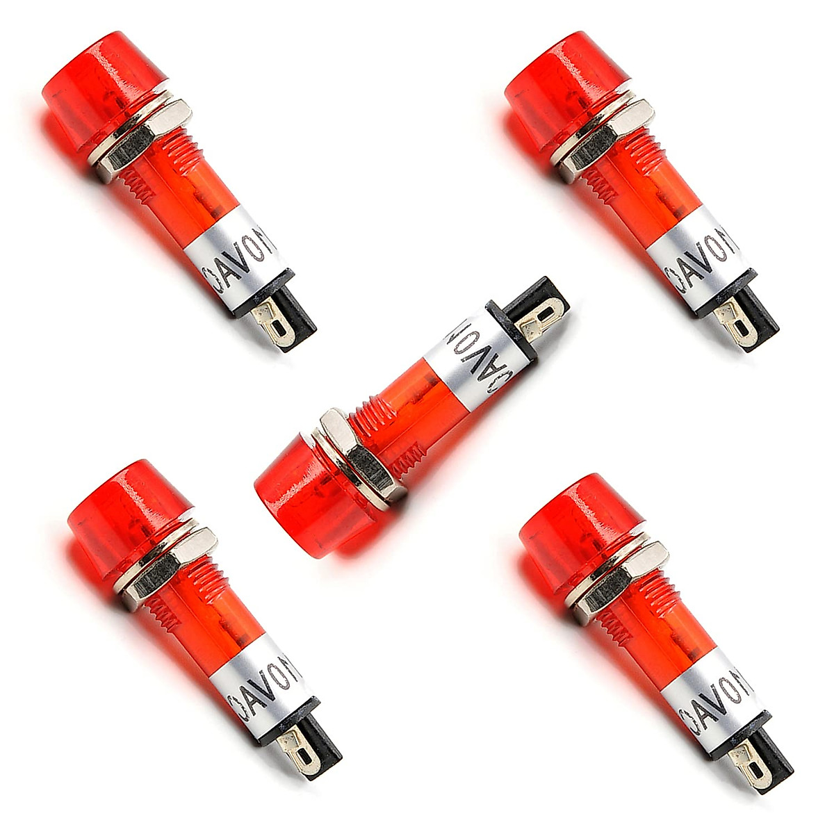 Aicosineg Red 110V 0.39" Hole Diameter Indicator Light Flush Panel Mount 1.57" Length for Electrical Control Panel 15Pcs