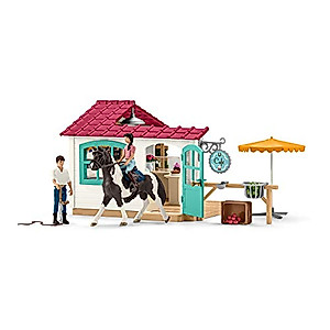 Schleich Horse Club 66-piece Horse Rider Café Playset with Horse Toy and Horse Accessories for Kids Ages 5-12