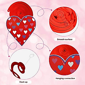 LEMESO 30 Pcs Valentine’s Day Hanging Decorations Set, Valentines Hanging Swirl Heart Garland, Romantic Party Decors, Great for Wedding Anniversary Proposal Hanging Decors, Romantic Decors
