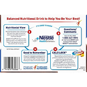 BOOST Plus Rich Chocolate Nutritional Drink, 8 Fl Oz, 6 Pack