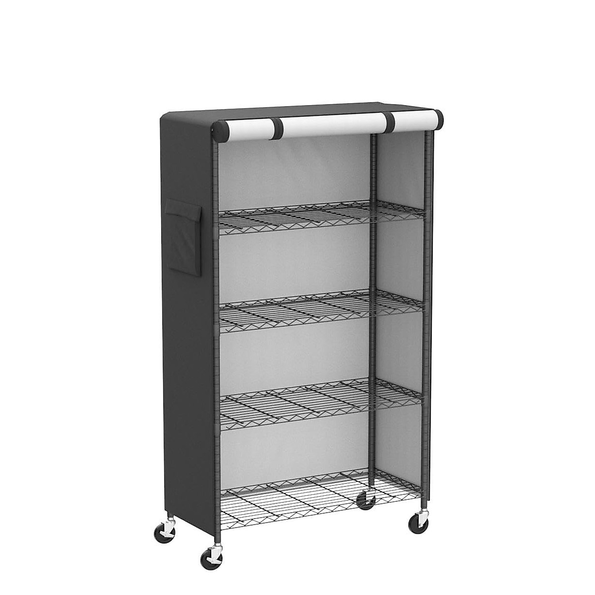 Dalema Waterproof Shelf Cover,600D Heavy Duty Dustproof Storage Wire Rack Covers,Outdoor Shelving Covers for Wire Shelves with Zipper 48''x18''x72'',Black,Cover Only