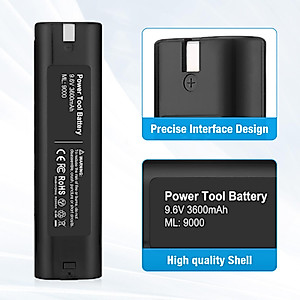 Powerextra Upgraded 9.6v 3600mAh Replacement Battery Compatible with Makita 9000 9033 193890-9 192696-2 632007-4 2pack