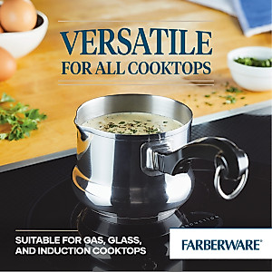 Farberware Classic Series Stainless Steel Butter Warmer/Small Saucepan Dishwasher Safe, 0.625 Quart, Silver
