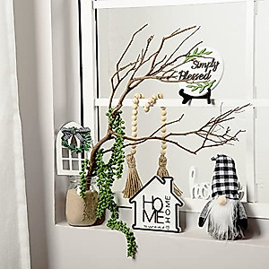 11 Pcs Farmhouse Tiered Tray Decor Set with Artificial Succulents Plants, Home Sweet Home Wooden Sign, Wooden Bead Garland Black White Buffalo Plaid Gnome (Tiered Tray Not Included)