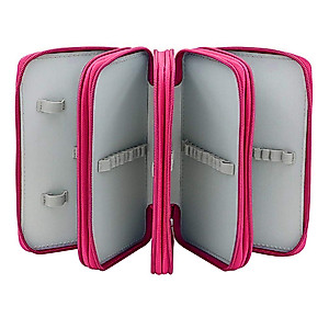 Operitacx 72 Slots Pencil Case Handy Pencil Holder with Zipper 4-layer Colored Pencil Case Large Pencil Bag for Watercolor Pencils, Gel Pens and Ordinary Pencils (Rose Red)