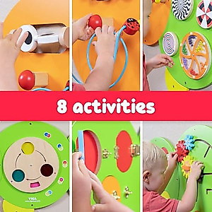 SPARK & WOW Caterpillar Activity Wall Panels - Ages 18m+ - Montessori Sensory Wall Toy - 8 Activities - Busy Board - Toddler Room Decor