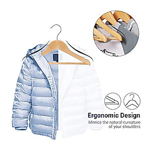 SONGMICS Kid’s Coat Hangers and Pants Hangers Bundle, 20-Pack Solid Wood Hangers with Shoulder Notches, 12-Pack Pants Hangers with Adjustable Clips, Natural UCRW06NL and UCRW008-12